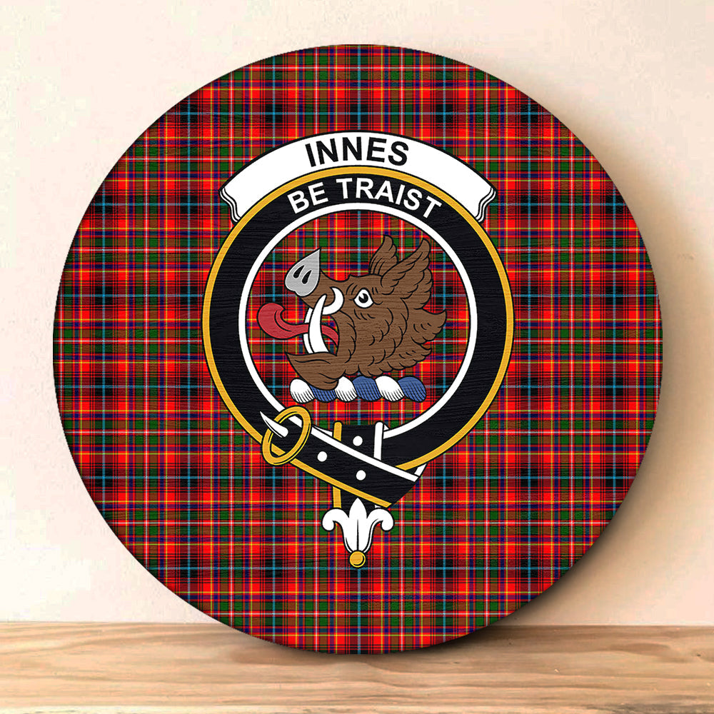 Innes Modern Tartan Classic Crest Round Wooden Sign | Celticprime.com ...
