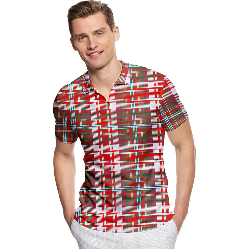 Jacobite Dress #2 Ancient Tartan Classic Lapel Zip Short Sleeve Polo ...