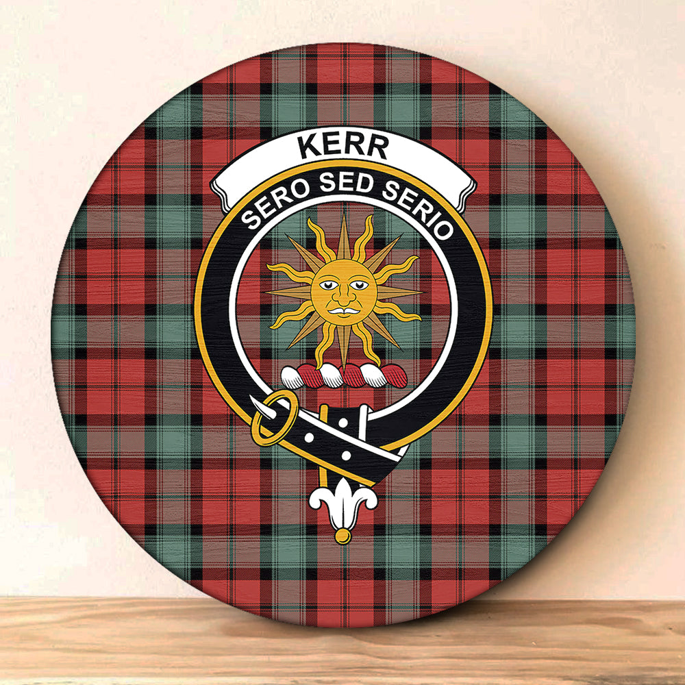 Kerr Ancient Tartan Classic Crest Round Wooden Sign | Celticprime.com ...