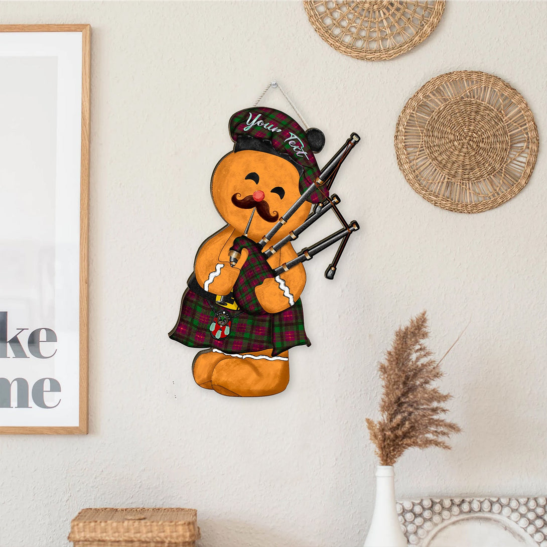 Leighton Modern Crest Tartan Wooden Sign Gingerbread Bagpipe ...
