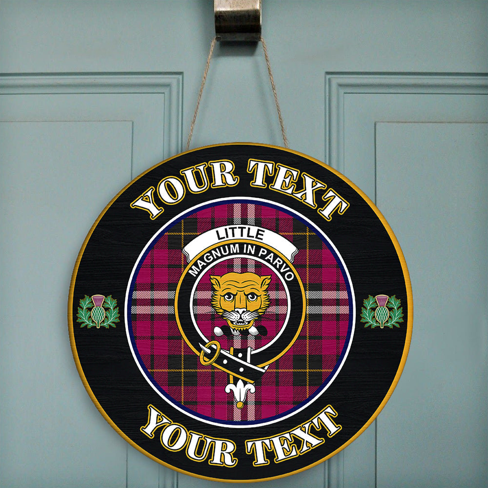 Little Tartan Crest Round Wooden Sign Thistle Memory Style ...