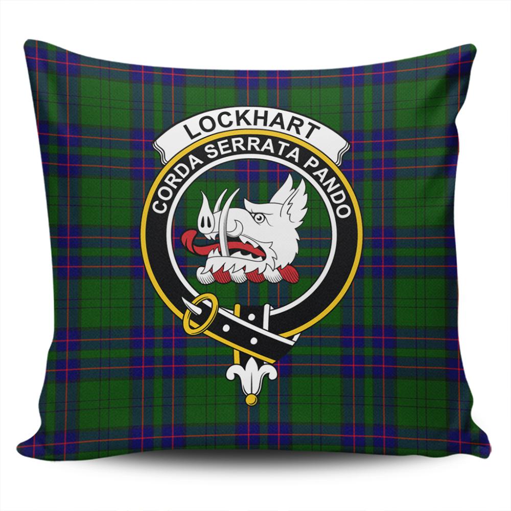 Lockhart Tartan Classic Crest Pillow Cover | Celticprime.com – celticprime
