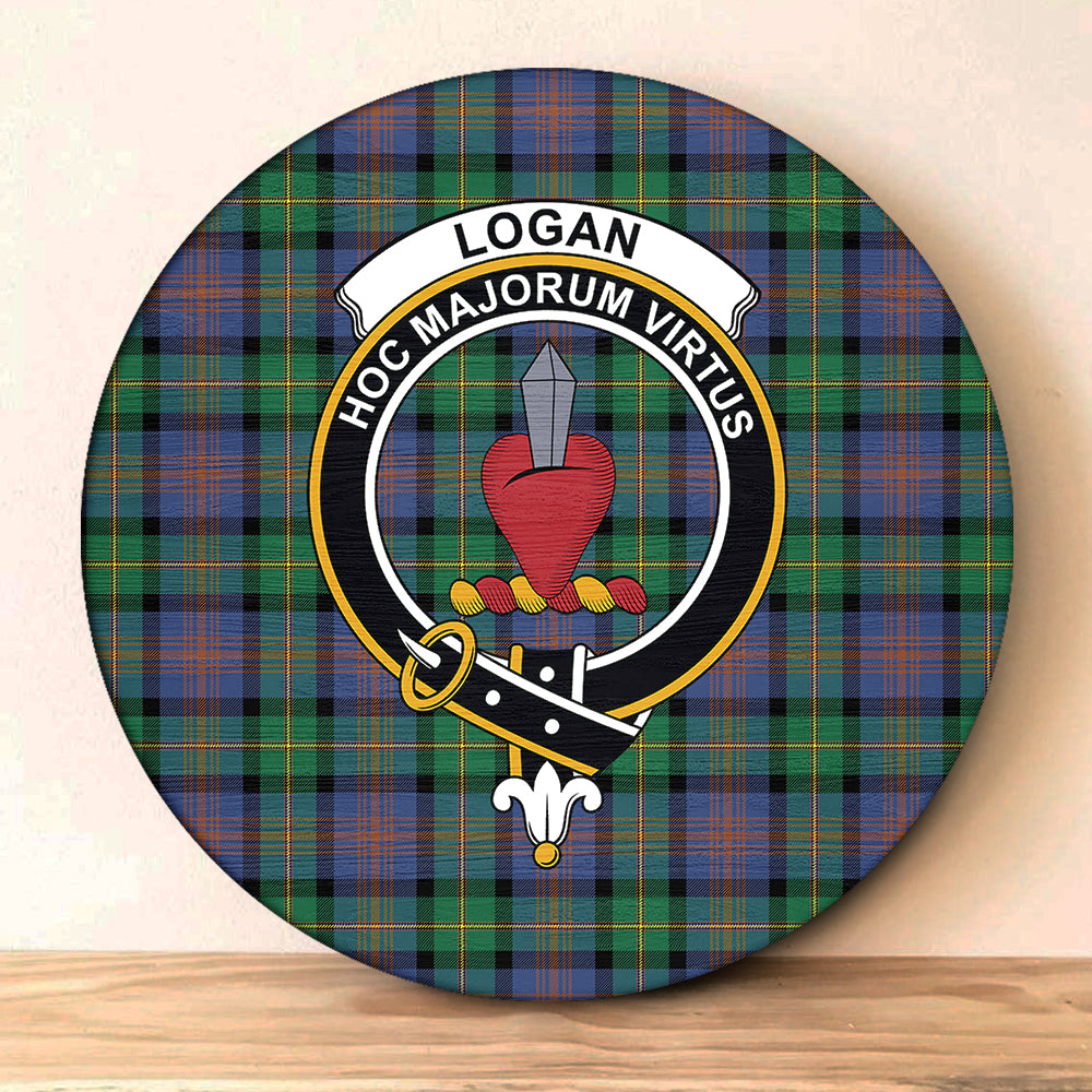 Logan Ancient Tartan Classic Crest Round Wooden Sign | Celticprime.com ...