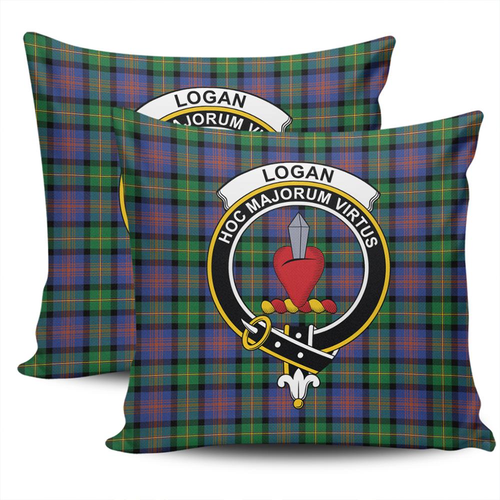 Logan Ancient Tartan Classic Crest Pillow Cover | Celticprime.com – celticprime