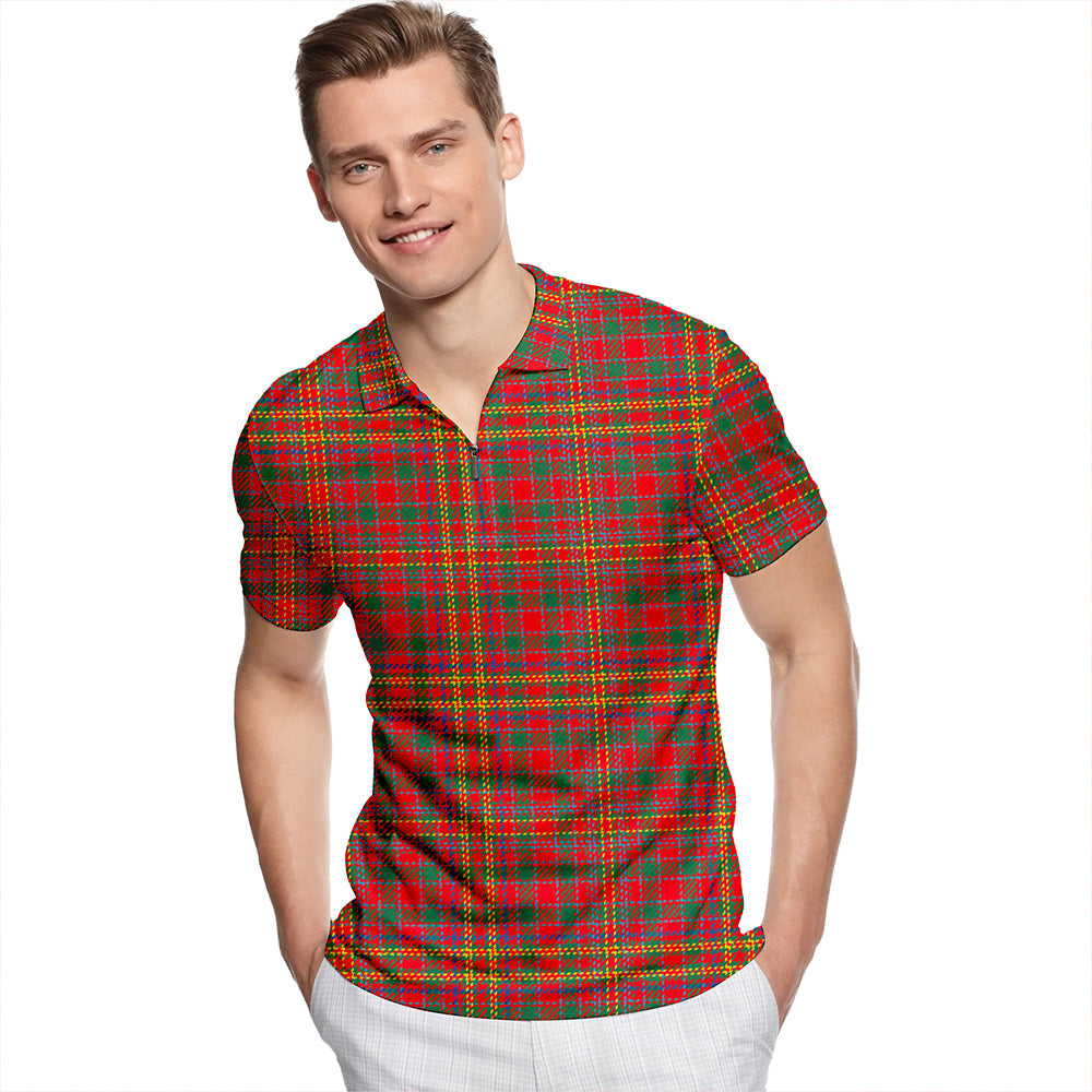 MacAlister (Gourlay Steele Collection) Modern Tartan Classic Lapel Zip Short Sleeve Polo ...