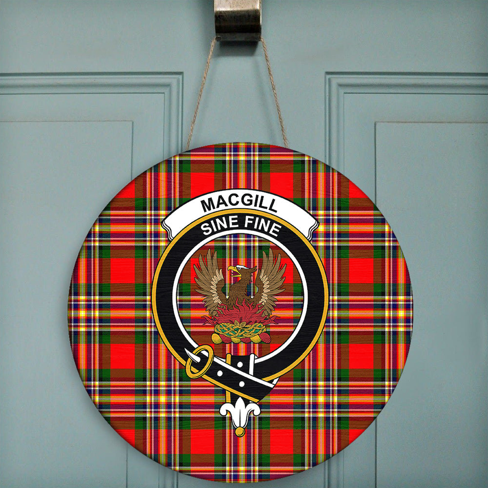 MacGill Modern Tartan Classic Crest Round Wooden Sign | Celticprime.com ...