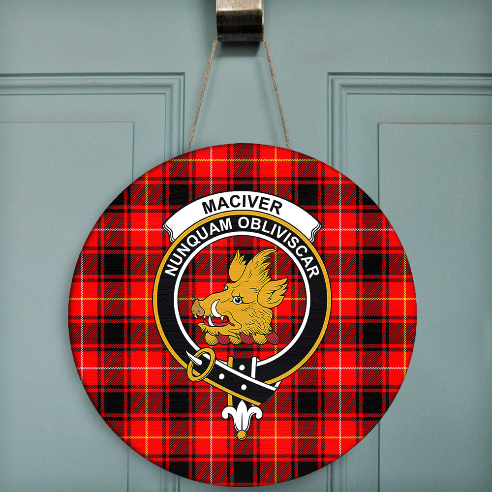 MacIver Modern Tartan Classic Crest Round Wooden Sign | Celticprime.com ...