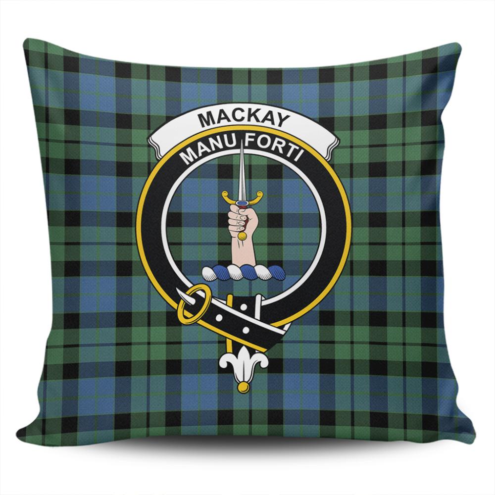 MacKay Ancient Tartan Classic Crest Pillow Cover | Celticprime.com – celticprime