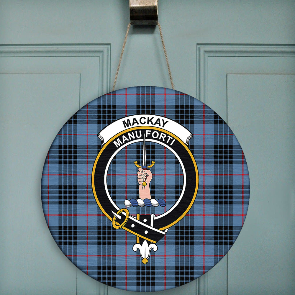 MacKay Blue Tartan Classic Crest Round Wooden Sign | Celticprime.com ...