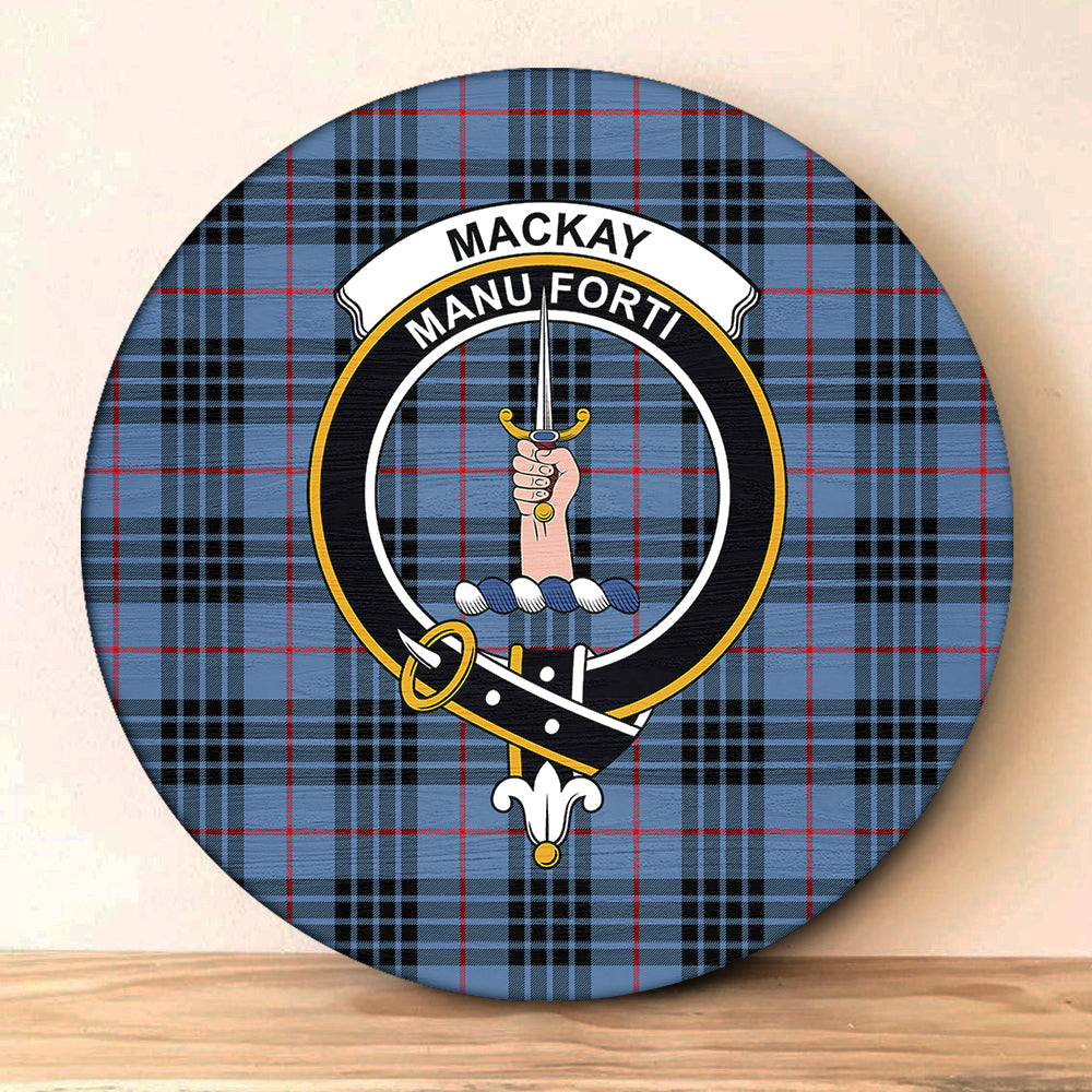 MacKay Blue Tartan Classic Crest Round Wooden Sign | Celticprime.com ...