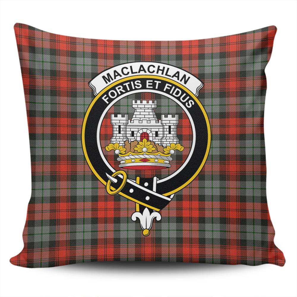 MacLachlan Weathered Tartan Classic Crest Pillow Cover | Celticprime ...