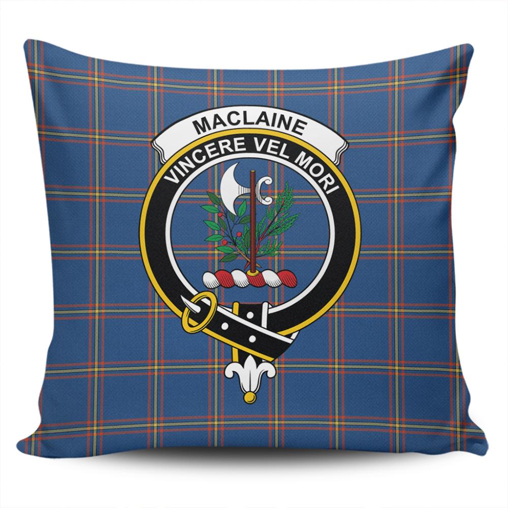 MacLaine of Loch Buie Tartan Classic Crest Pillow Cover | Celticprime.com – celticprime