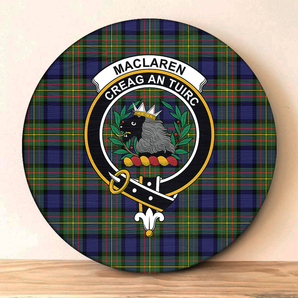 MacLaren Modern Tartan Classic Crest Round Wooden Sign | Celticprime ...