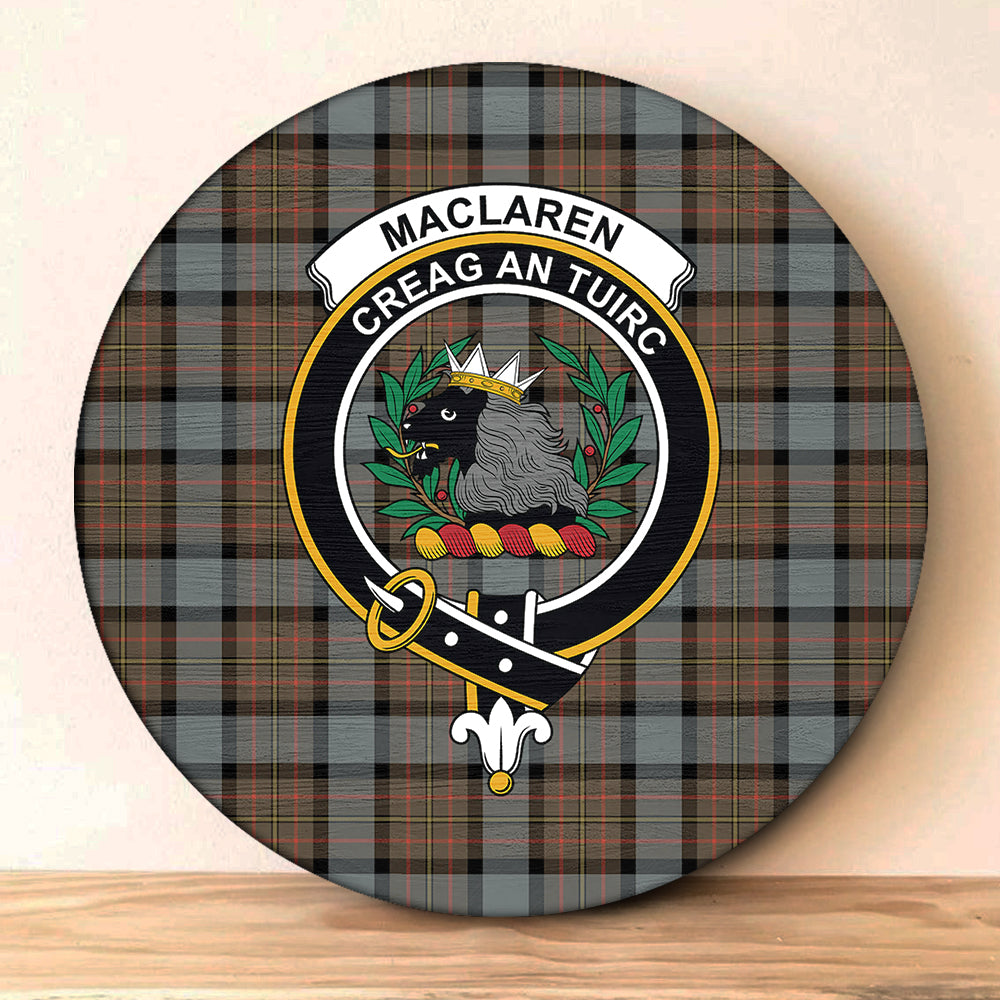 MacLaren Weathered Tartan Classic Crest Round Wooden Sign | Celticprime ...