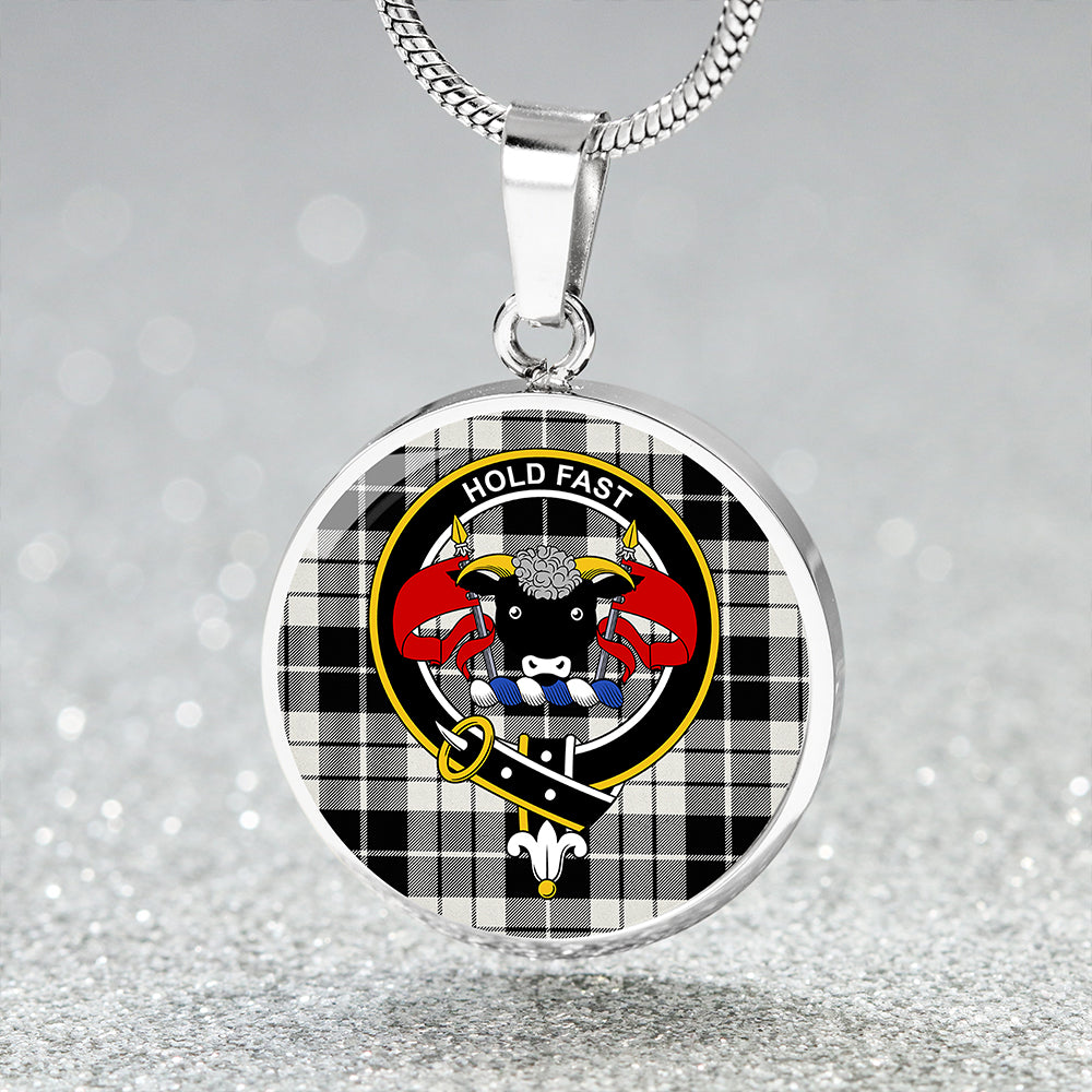 MacLeod Black & White Ancient Clan Badge Tartan Classic Circle Necklace ...