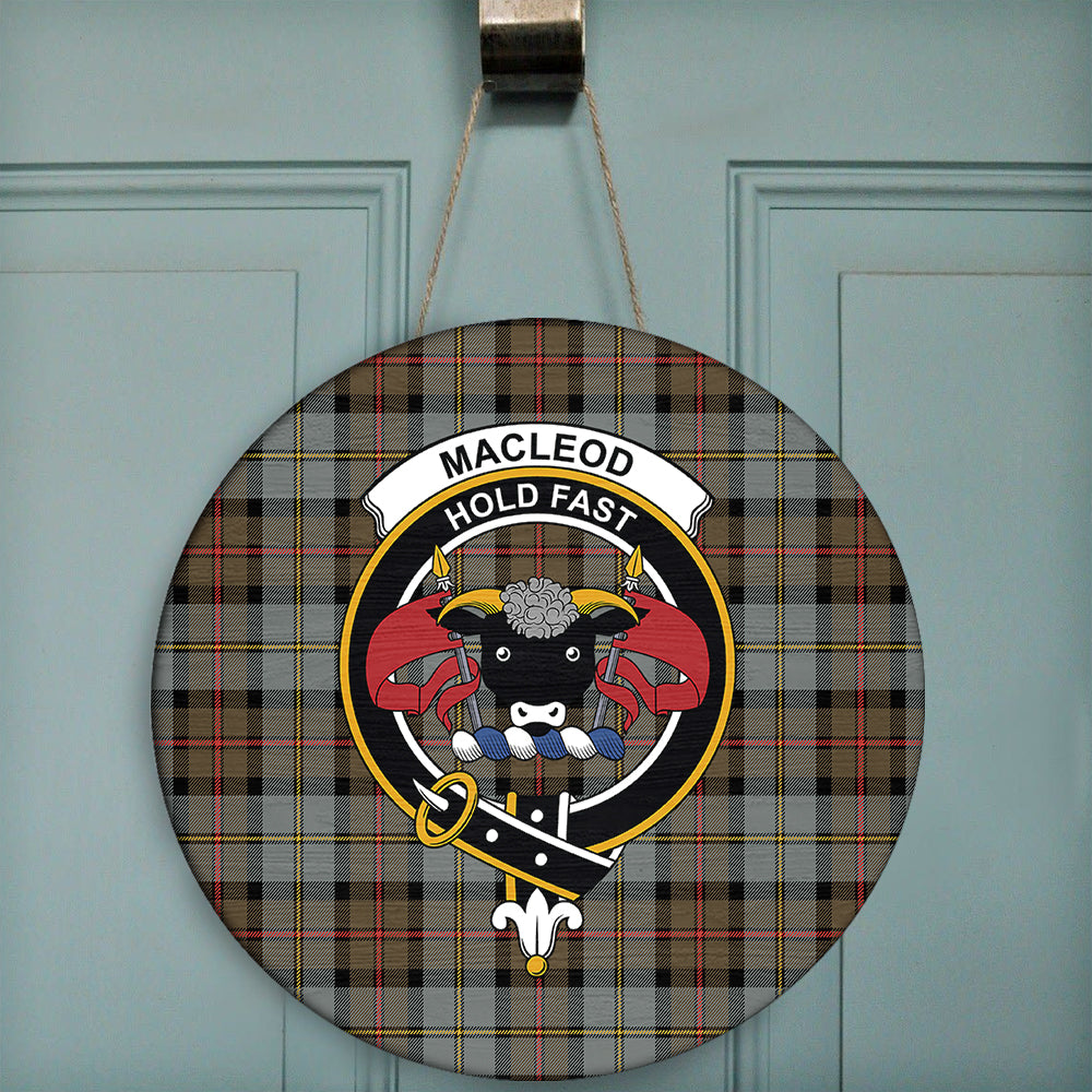 MacLeod of Harris Weathered Tartan Classic Crest Round Wooden Sign ...