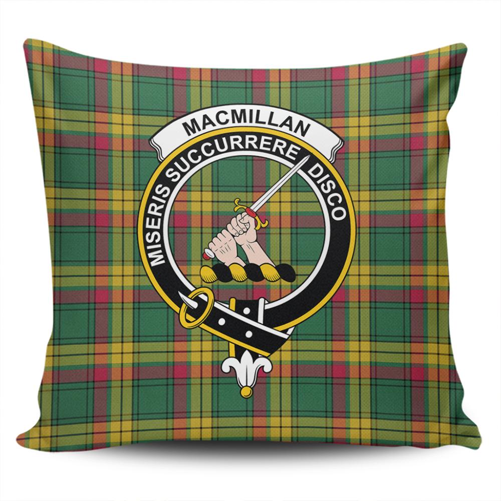 MacMillan Old Ancient Tartan Classic Crest Pillow Cover | Celticprime.com – celticprime