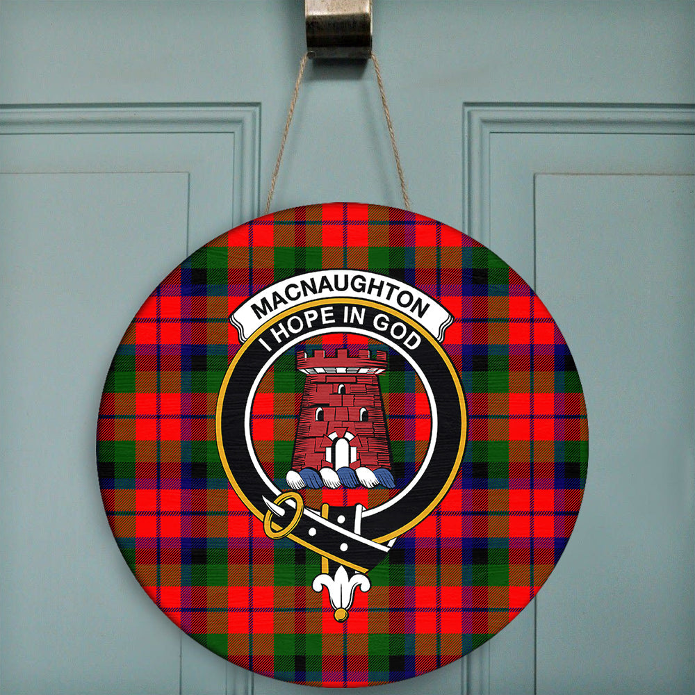 MacNaughton Modern Tartan Classic Crest Round Wooden Sign | Celticprime ...