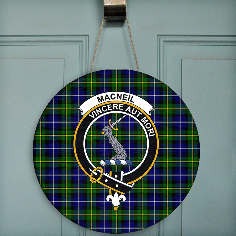 MacNeill of Barra Modern Tartan Classic Crest Round Wooden Sign ...