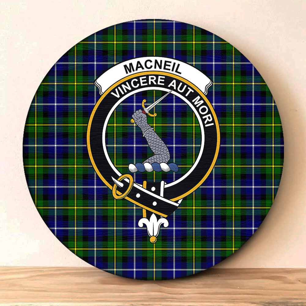 MacNeill of Barra Modern Tartan Classic Crest Round Wooden Sign ...