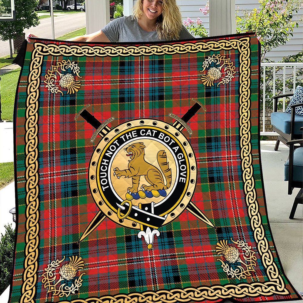 MacPherson Ancient Clan Badge Tartan Premium Quilt Celtic Shield | Celticprime.com – celticprime