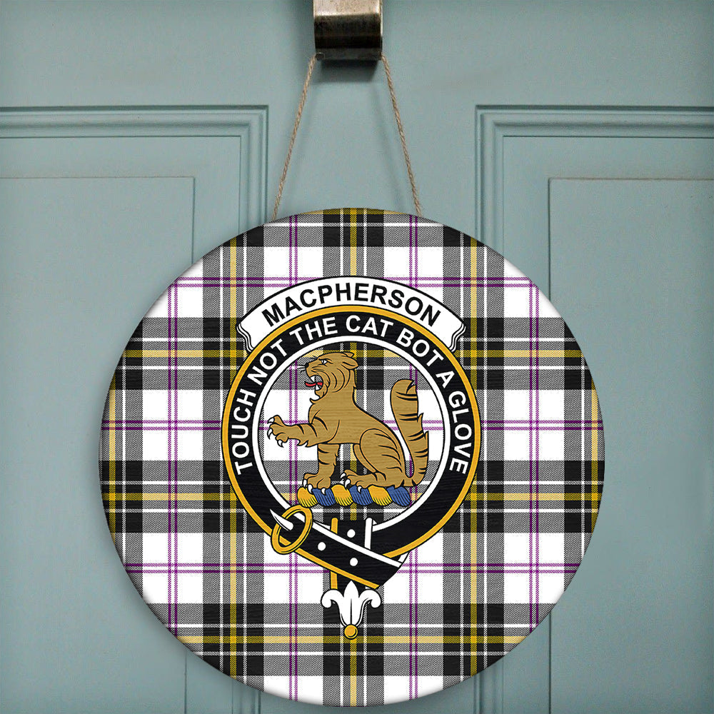 MacPherson Dress Modern Tartan Classic Crest Round Wooden Sign ...