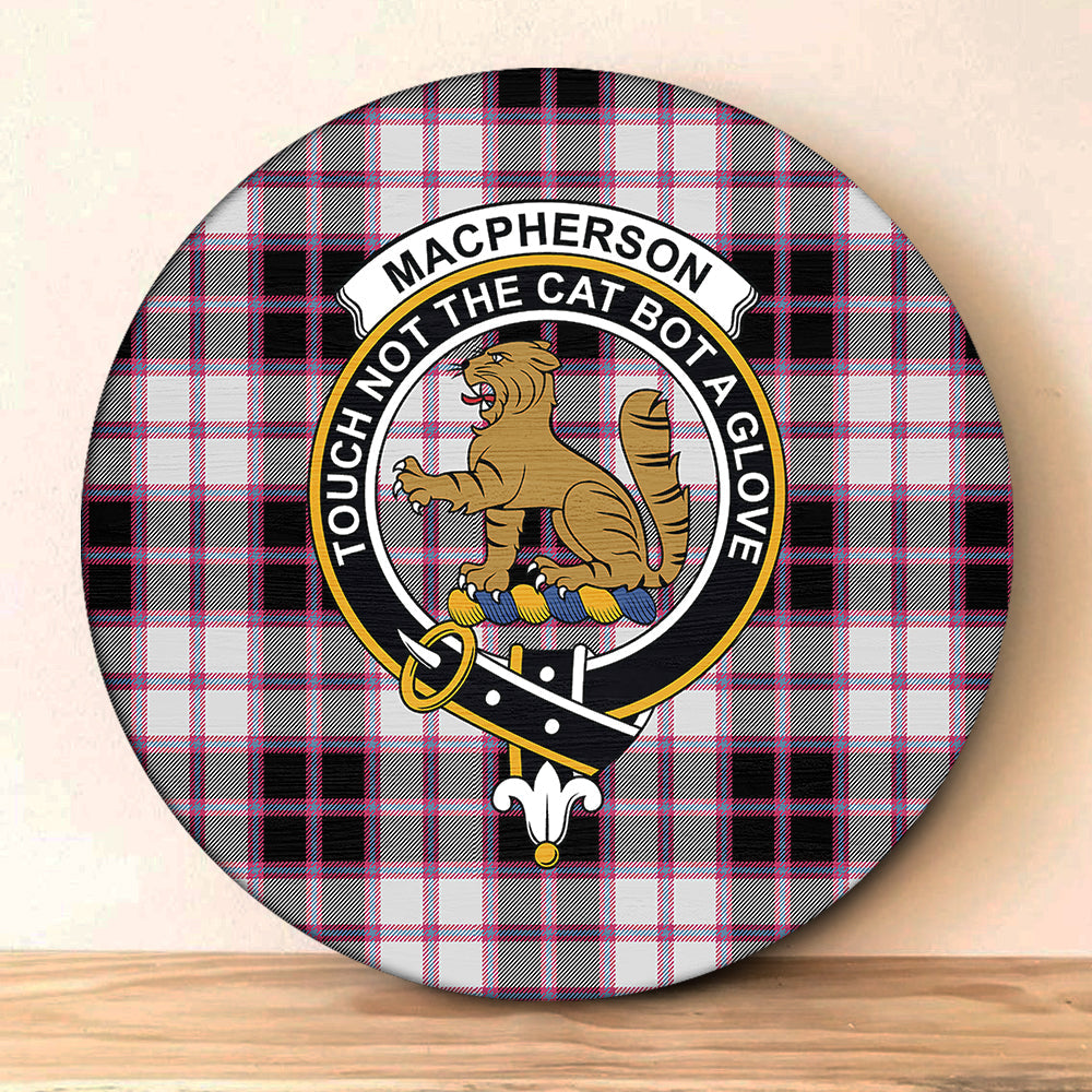 MacPherson Hunting Modern Tartan Classic Crest Round Wooden Sign ...