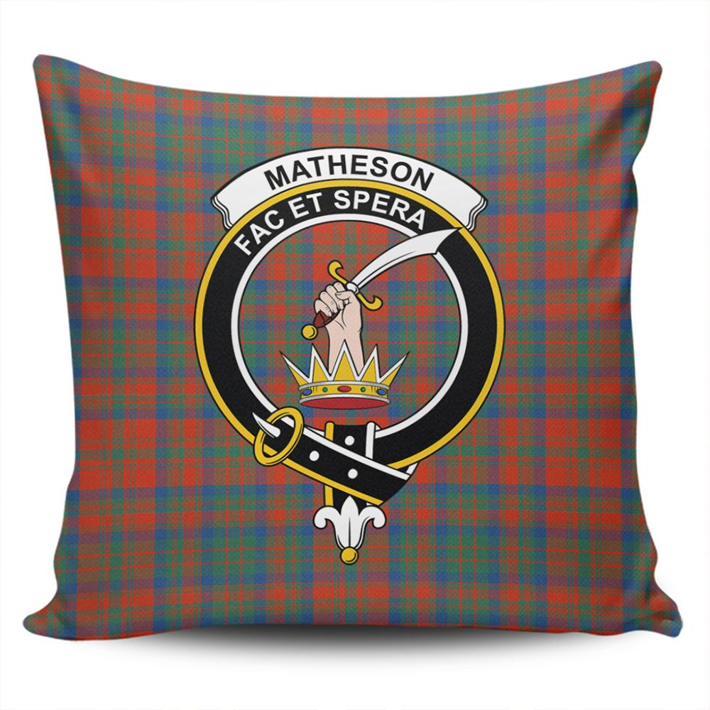 Matheson Ancient Tartan Classic Crest Pillow Cover | Celticprime.com ...