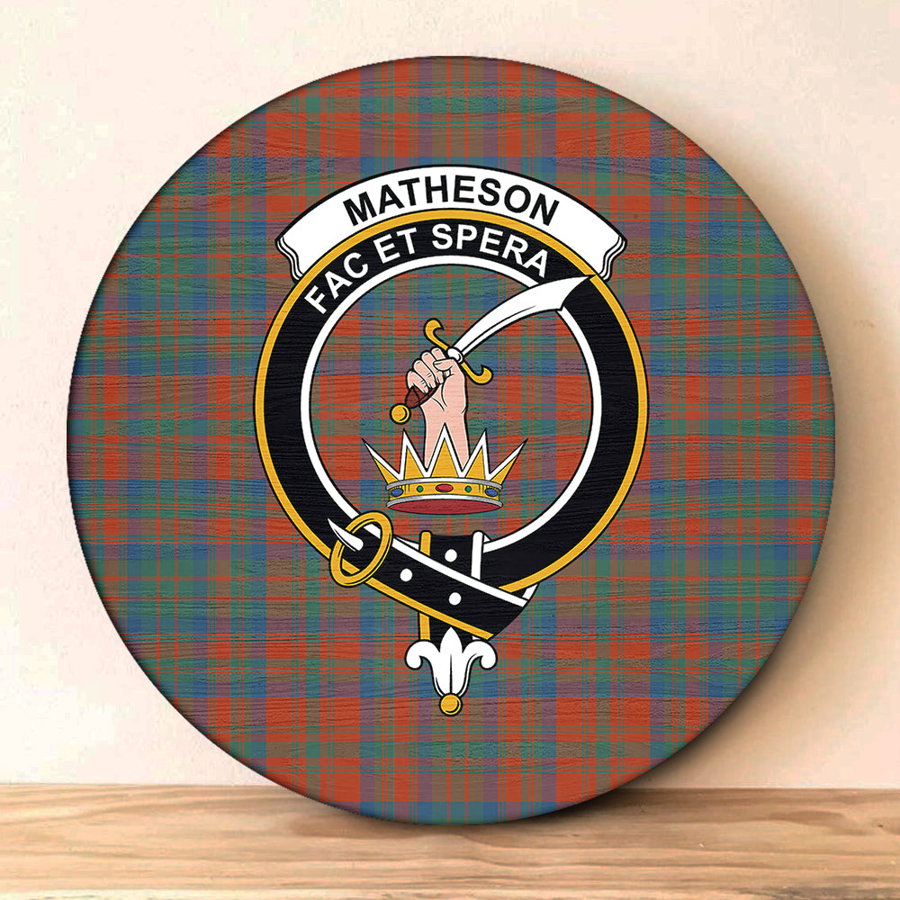 Matheson Ancient Tartan Classic Crest Round Wooden Sign | Celticprime ...