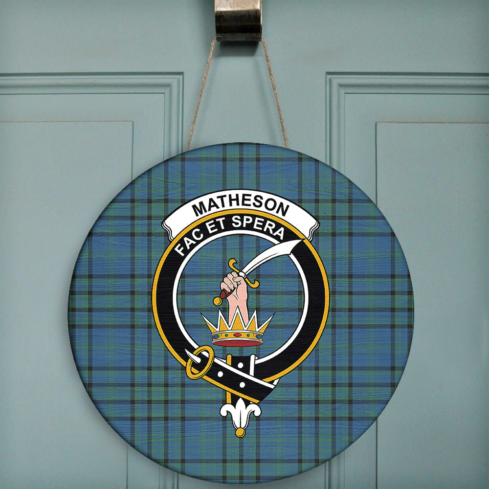 Matheson Hunting Ancient Tartan Classic Crest Round Wooden Sign ...