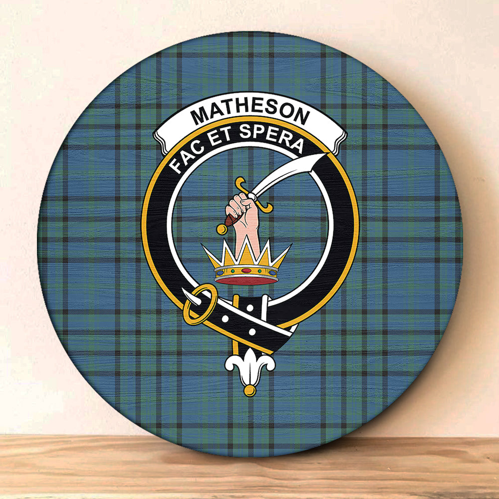 Matheson Hunting Ancient Tartan Classic Crest Round Wooden Sign ...