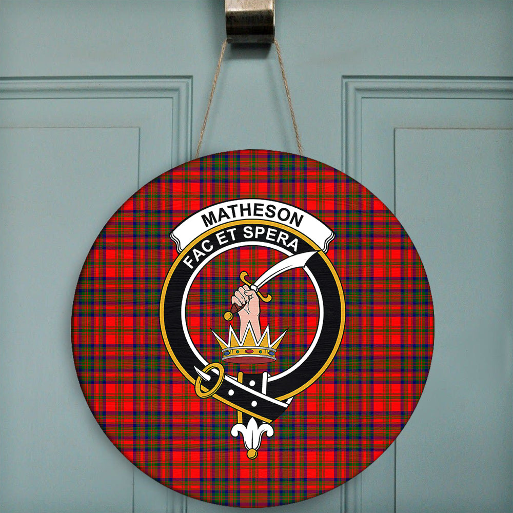 Matheson Modern Tartan Classic Crest Round Wooden Sign | Celticprime ...