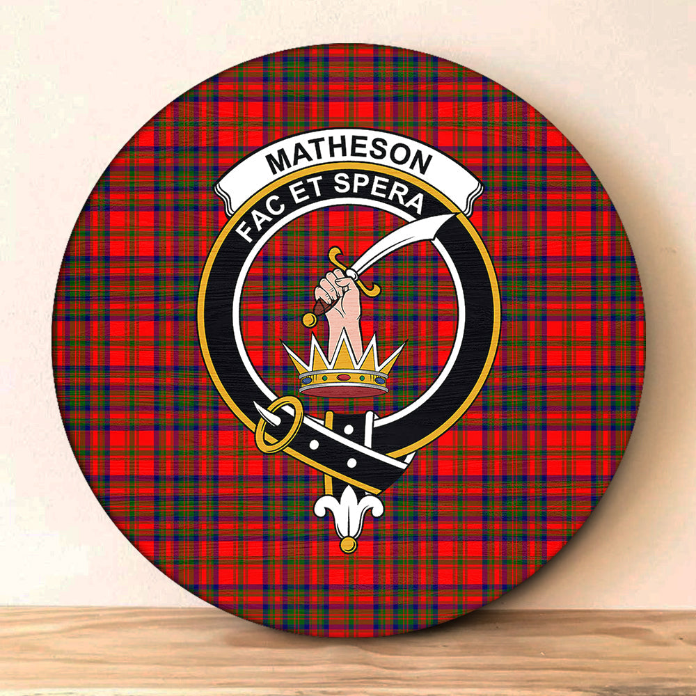 Matheson Modern Tartan Classic Crest Round Wooden Sign | Celticprime ...