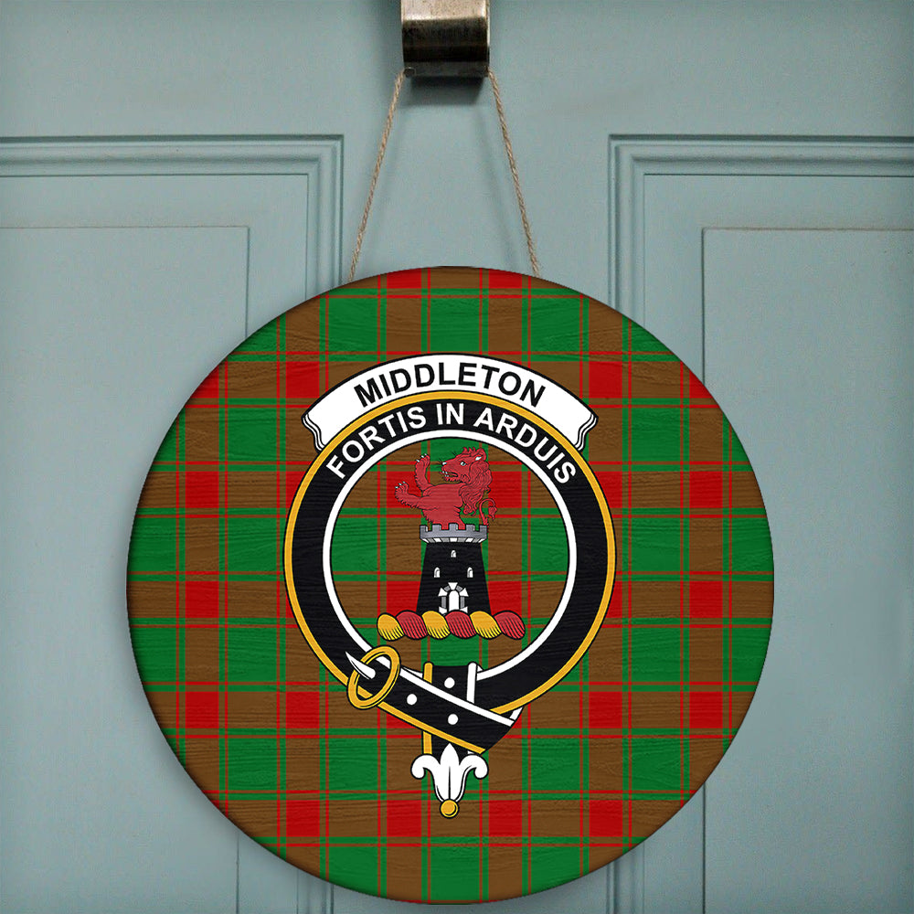 Middleton Modern Tartan Classic Crest Round Wooden Sign | Celticprime ...
