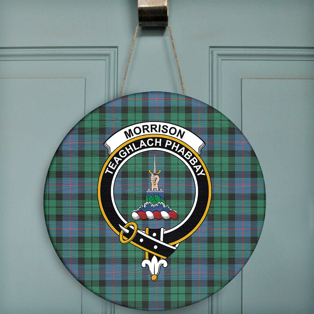 Morrison Ancient Tartan Classic Crest Round Wooden Sign | Celticprime ...