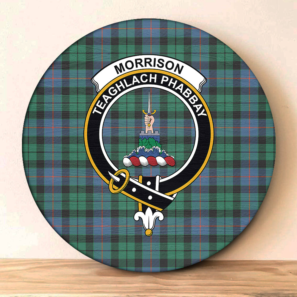 Morrison Ancient Tartan Classic Crest Round Wooden Sign | Celticprime ...