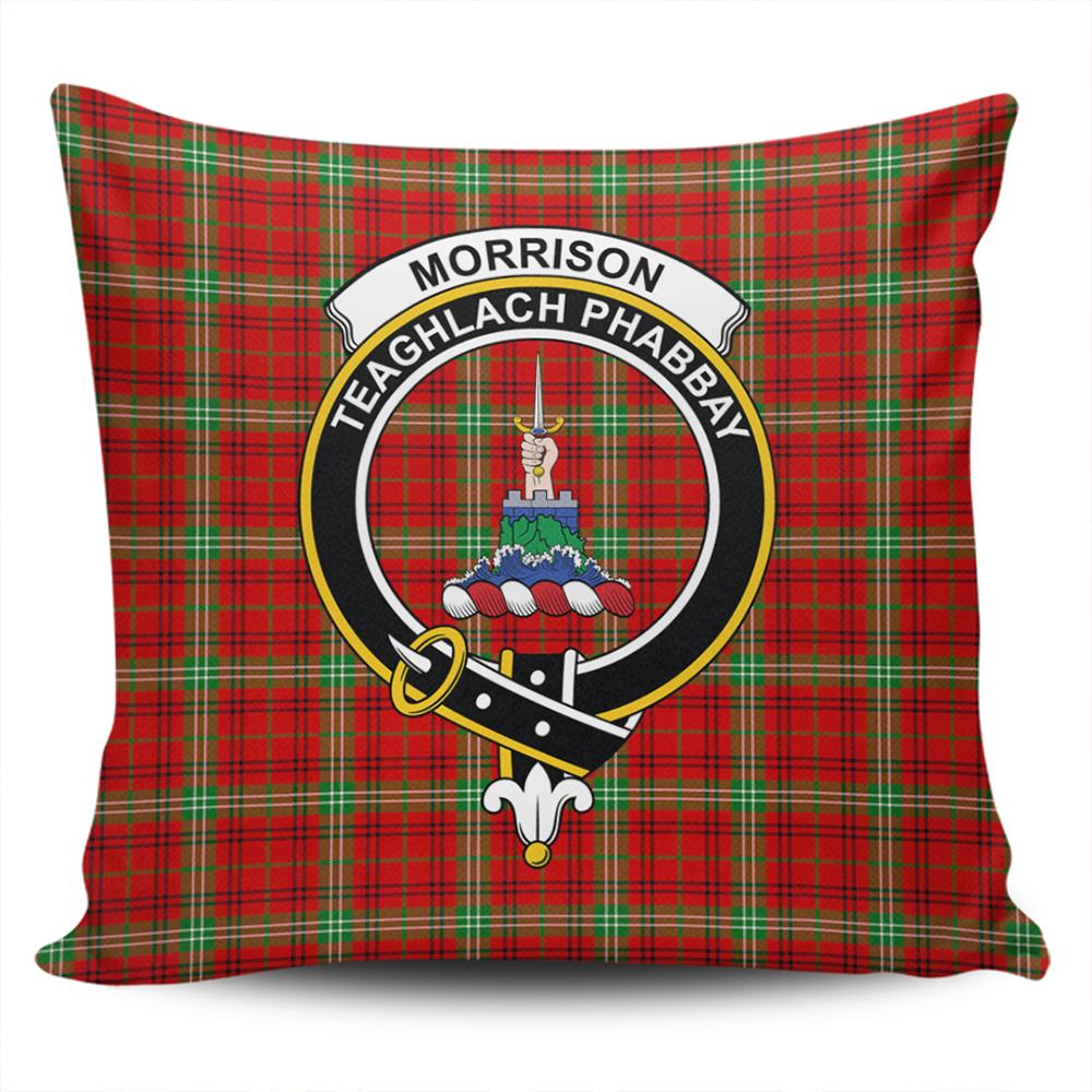 Morrison Red Modern Tartan Classic Crest Pillow Cover | Celticprime.com ...
