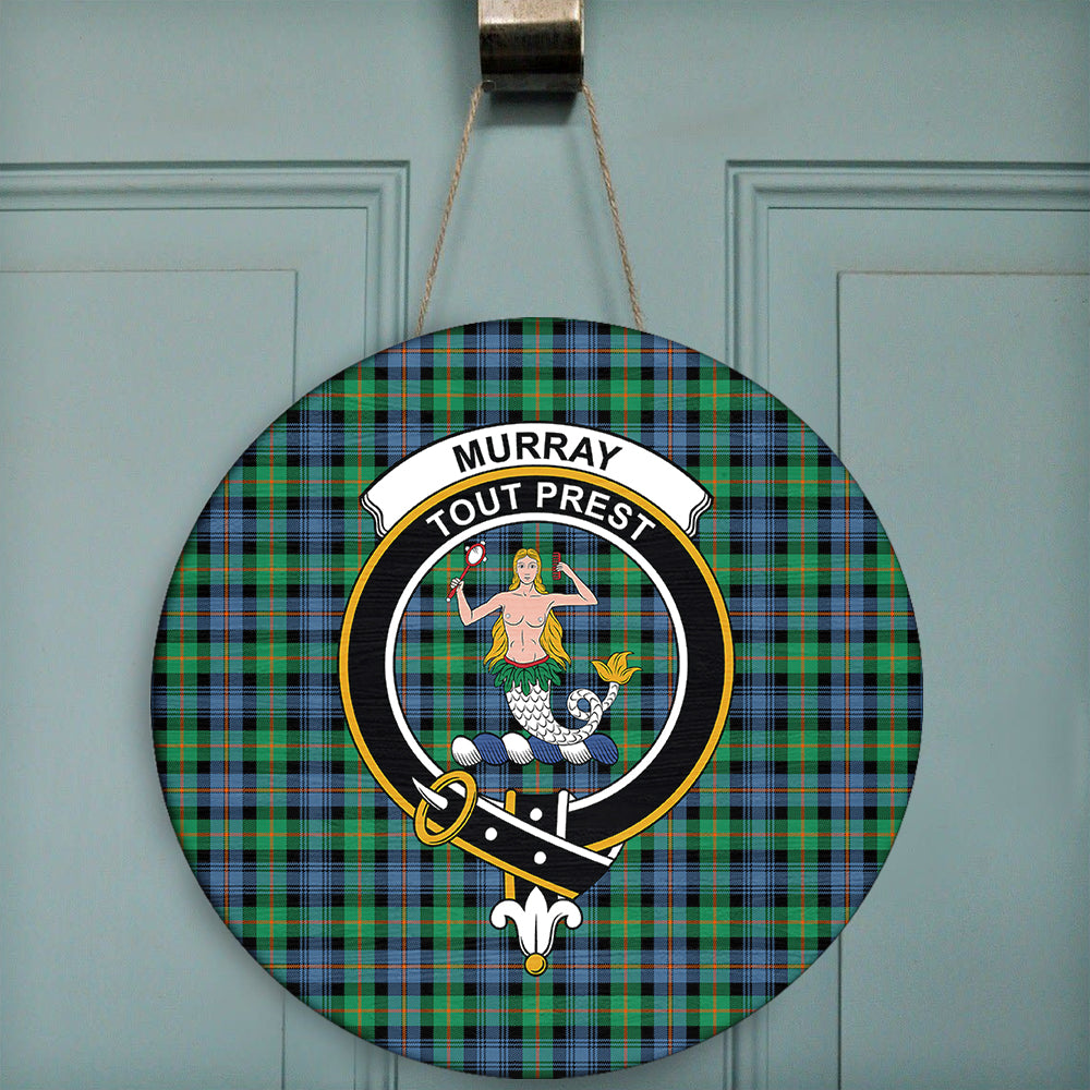 Murray of Atholl Ancient Tartan Classic Crest Round Wooden Sign ...