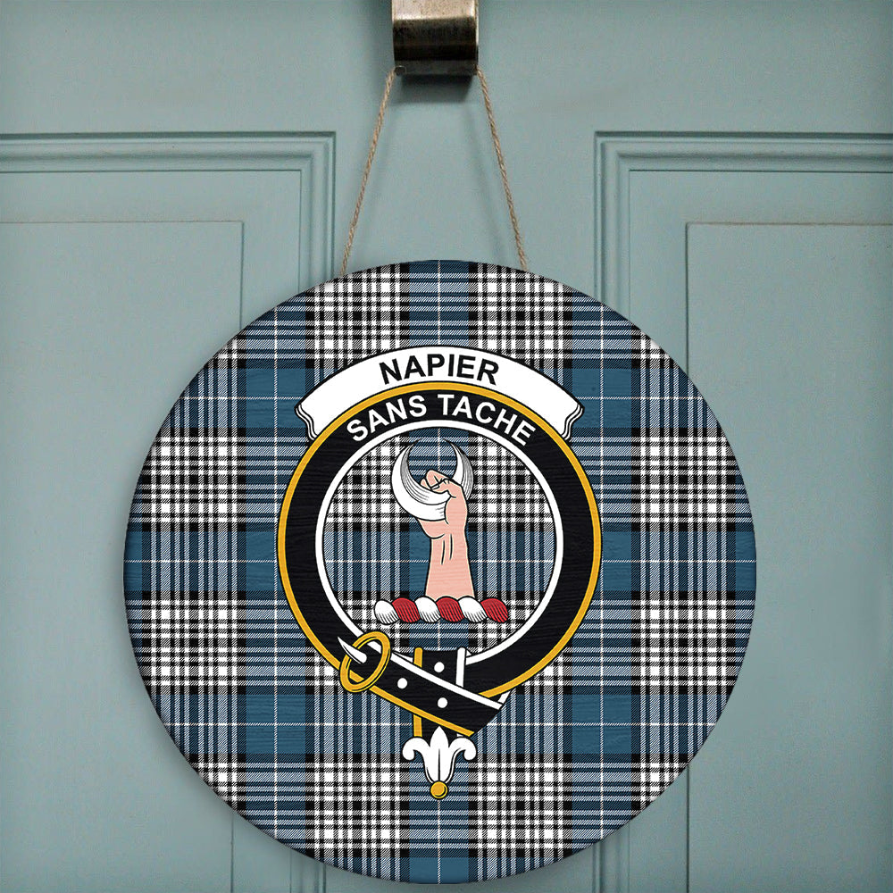 Napier Modern Tartan Classic Crest Round Wooden Sign | Celticprime.com ...