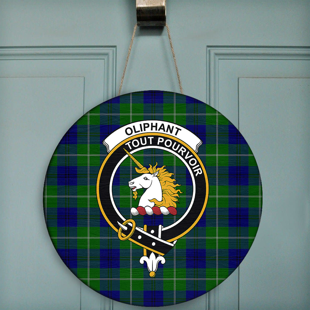 Oliphant Modern Tartan Classic Crest Round Wooden Sign | Celticprime ...