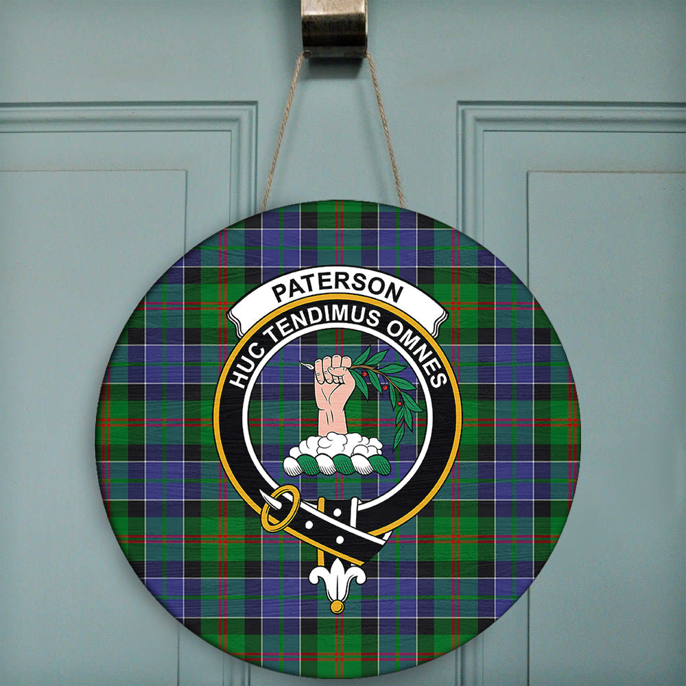 Paterson Tartan Classic Crest Round Wooden Sign | Celticprime.com ...
