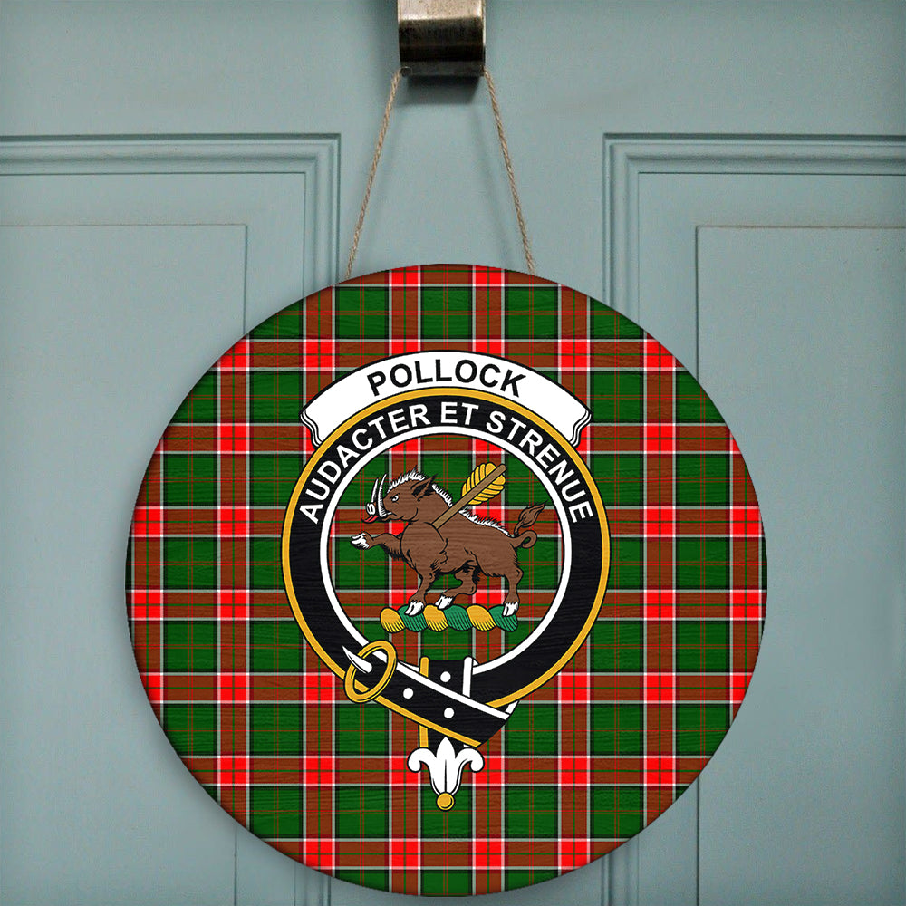 Pollock Modern Tartan Classic Crest Round Wooden Sign | Celticprime.com ...