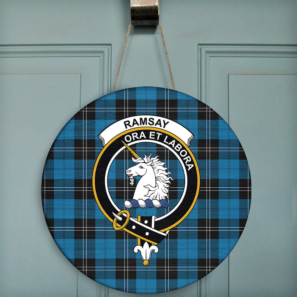 Ramsay Blue Ancient Tartan Classic Crest Round Wooden Sign ...