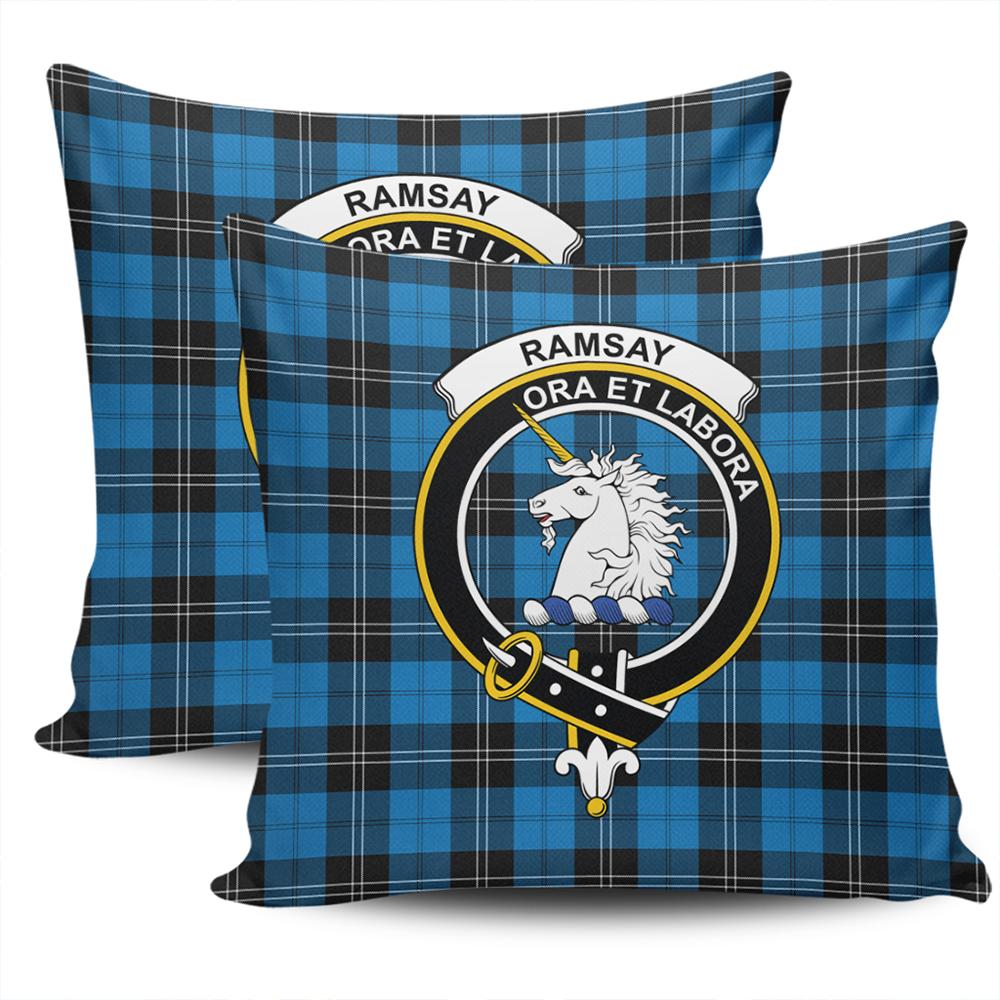 Ramsay Blue Ancient Tartan Classic Crest Pillow Cover | Celticprime.com ...