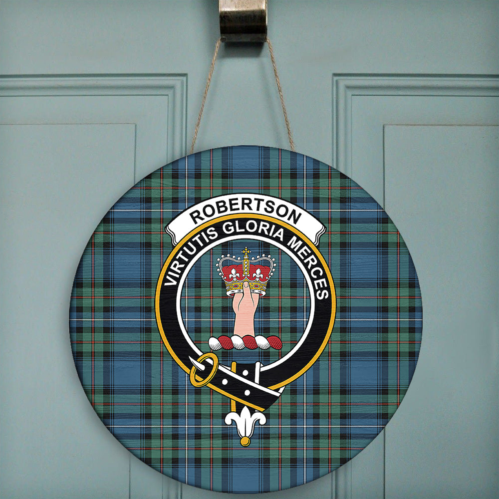 Robertson Hunting Ancient Tartan Classic Crest Round Wooden Sign ...