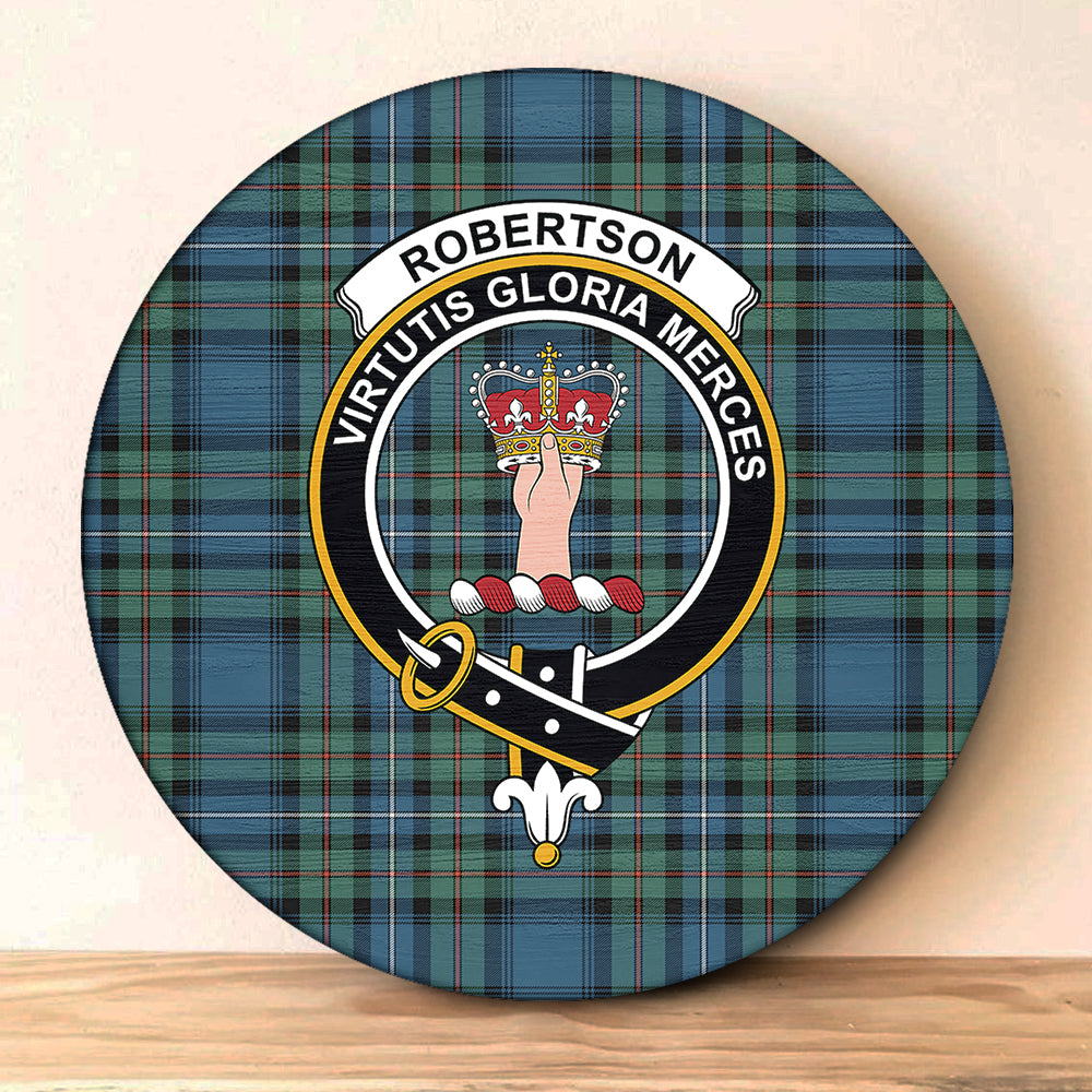 Robertson Hunting Ancient Tartan Classic Crest Round Wooden Sign ...