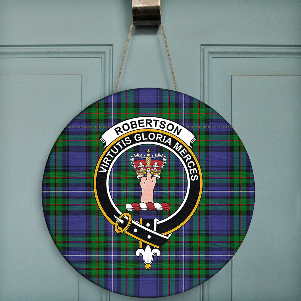 Robertson Hunting Modern Tartan Classic Crest Round Wooden Sign ...