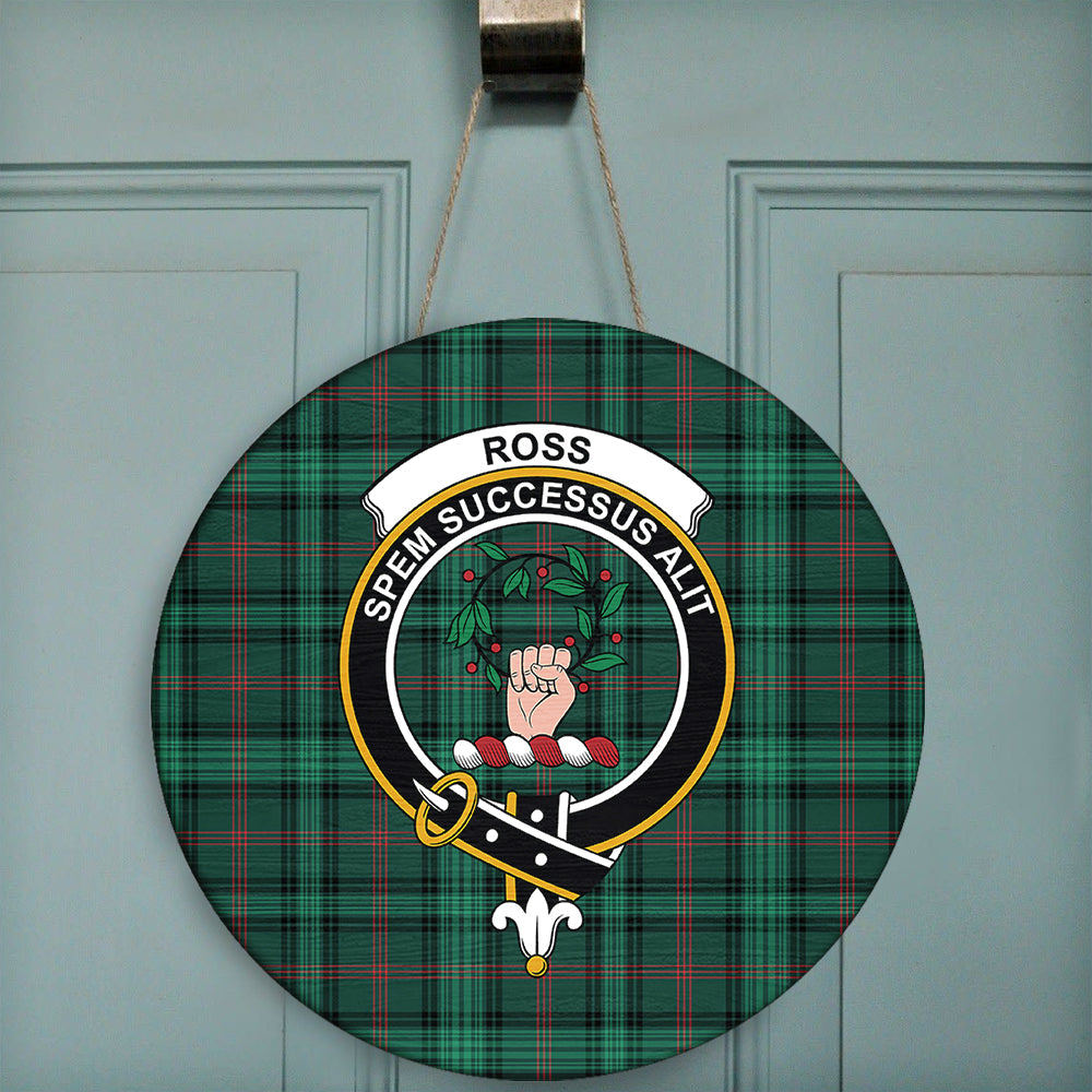 Ross Hunting Modern Tartan Classic Crest Round Wooden Sign ...