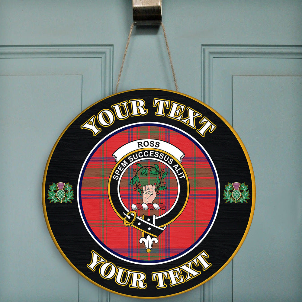 Ross Modern Tartan Crest Round Wooden Sign Thistle Memory Style ...