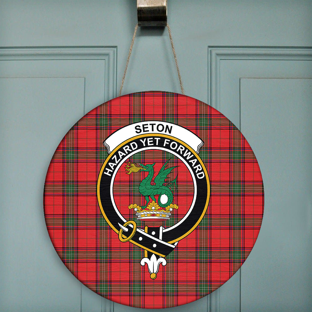 Seton Modern Tartan Classic Crest Round Wooden Sign | Celticprime.com ...